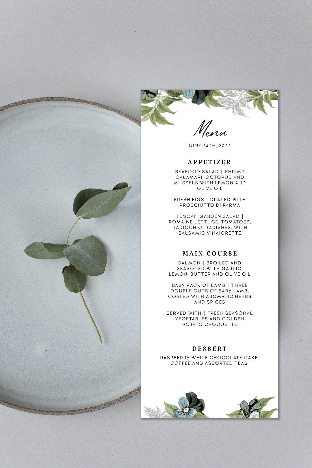 GRACE Wedding Menu Printable Template Download Editable for Wedding ...