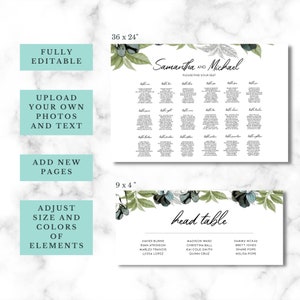 GRACE Wedding Seating Chart Printable Template Download Editable Rustic ...