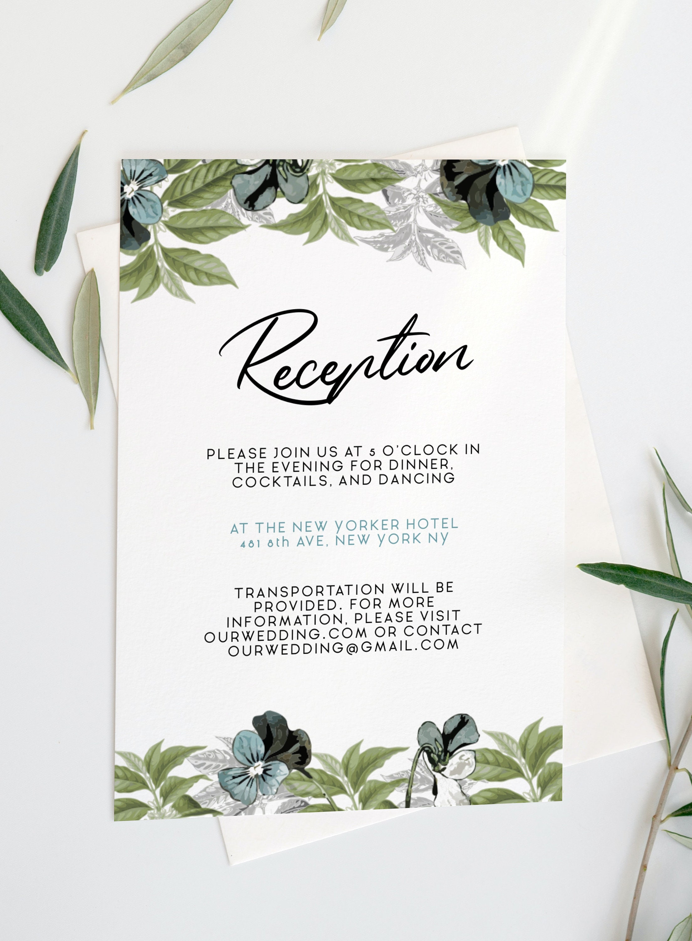 GRACE Wedding Reception Cards Printable Template Download Editable for ...