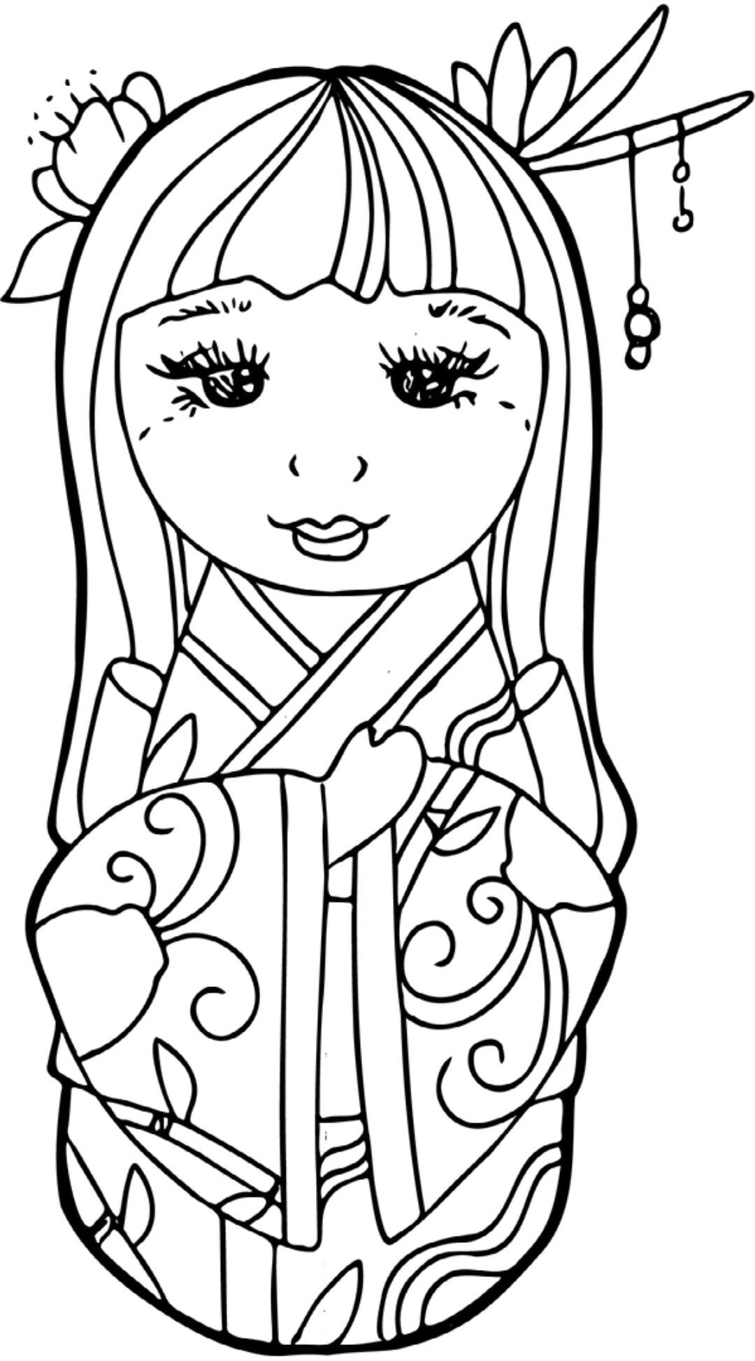 Kokeshi Tattoo Flash Art Coloring Page - Etsy