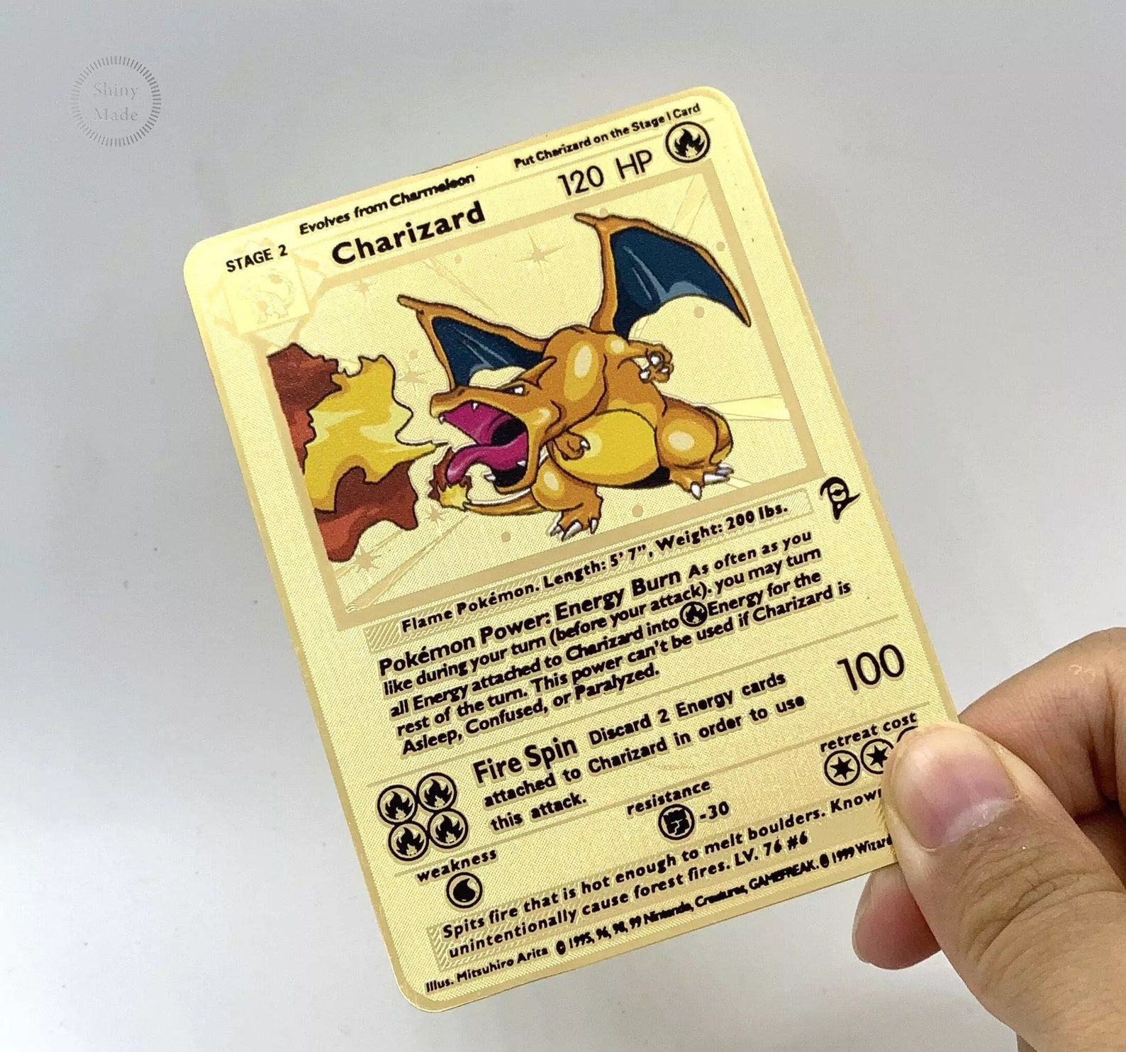 Pokémon Cards Gold Metal Charizard | Etsy