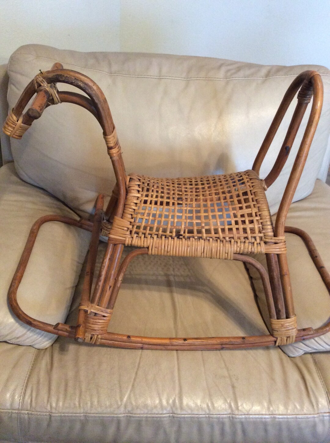Vintage Rattan Rocking Horse Sculpture by Franco Albini - Etsy