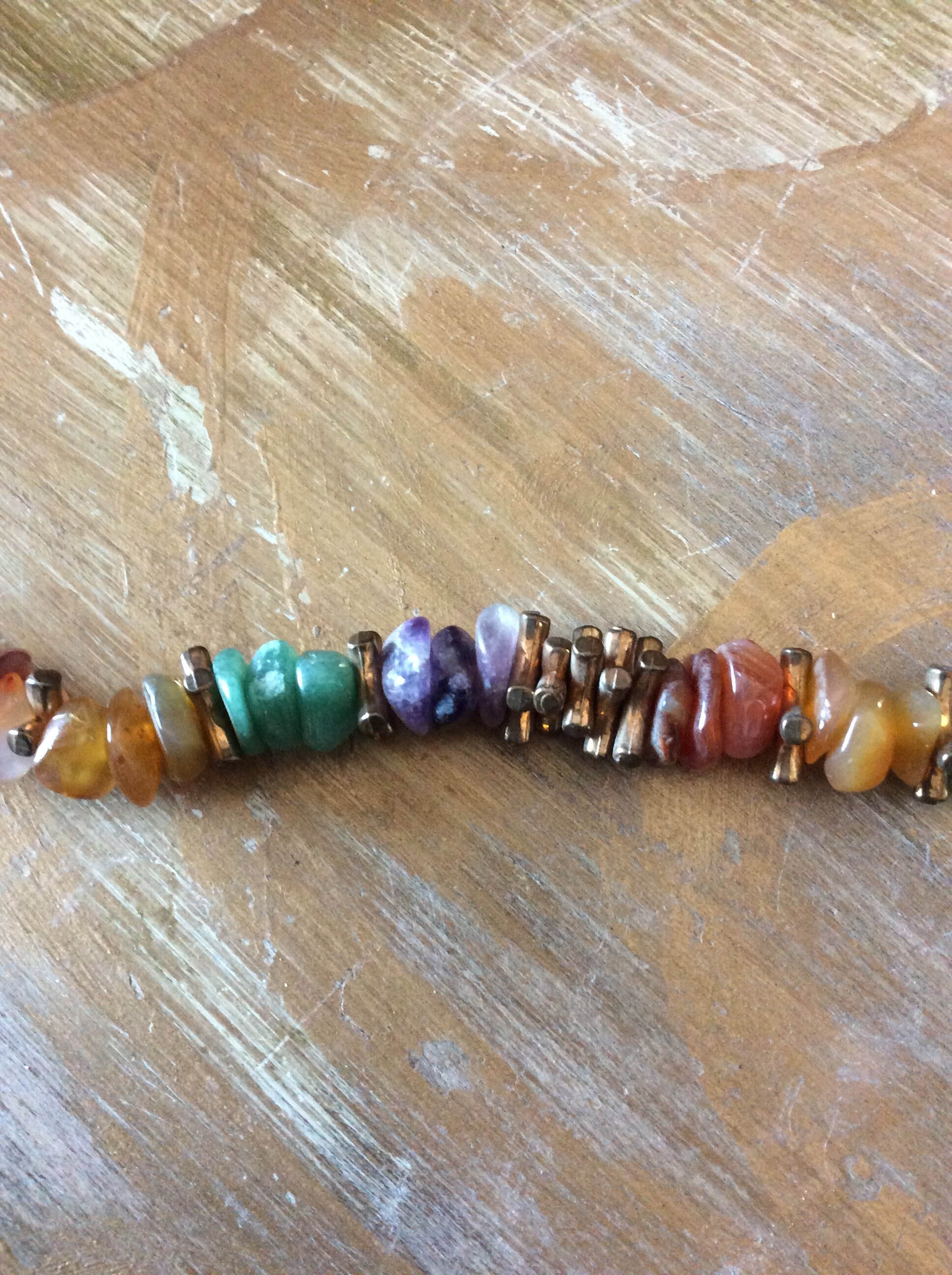 Vintage Handmade Multi Colored Stones Necklace - Etsy