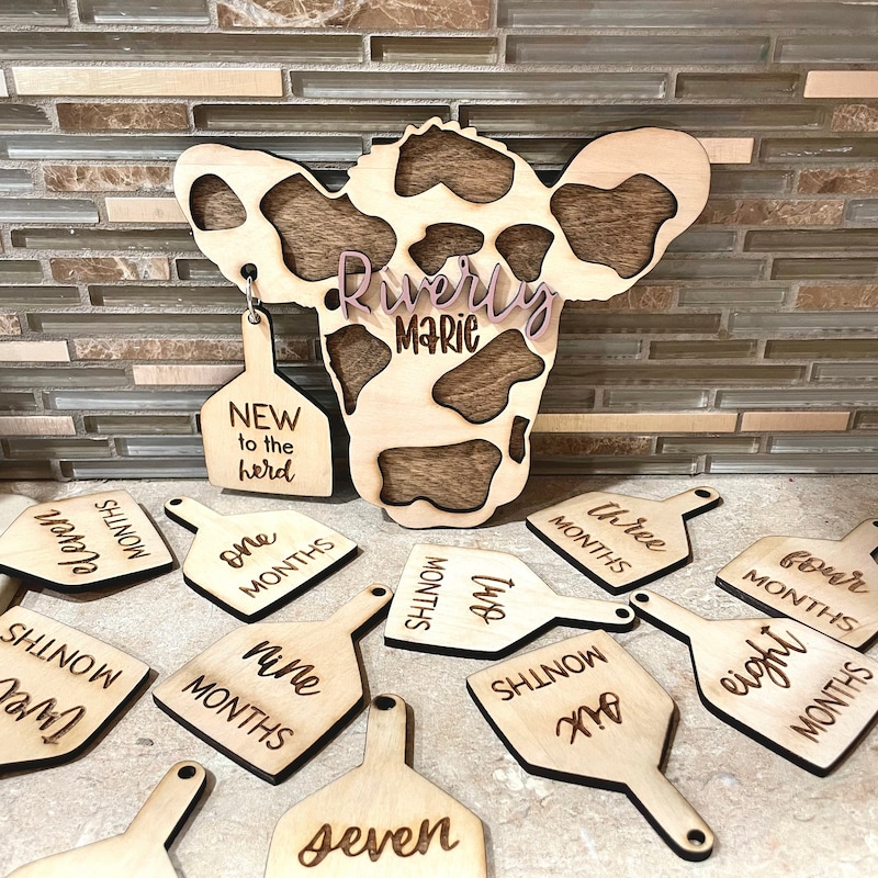 Baby Monthly Cow Tag - Etsy