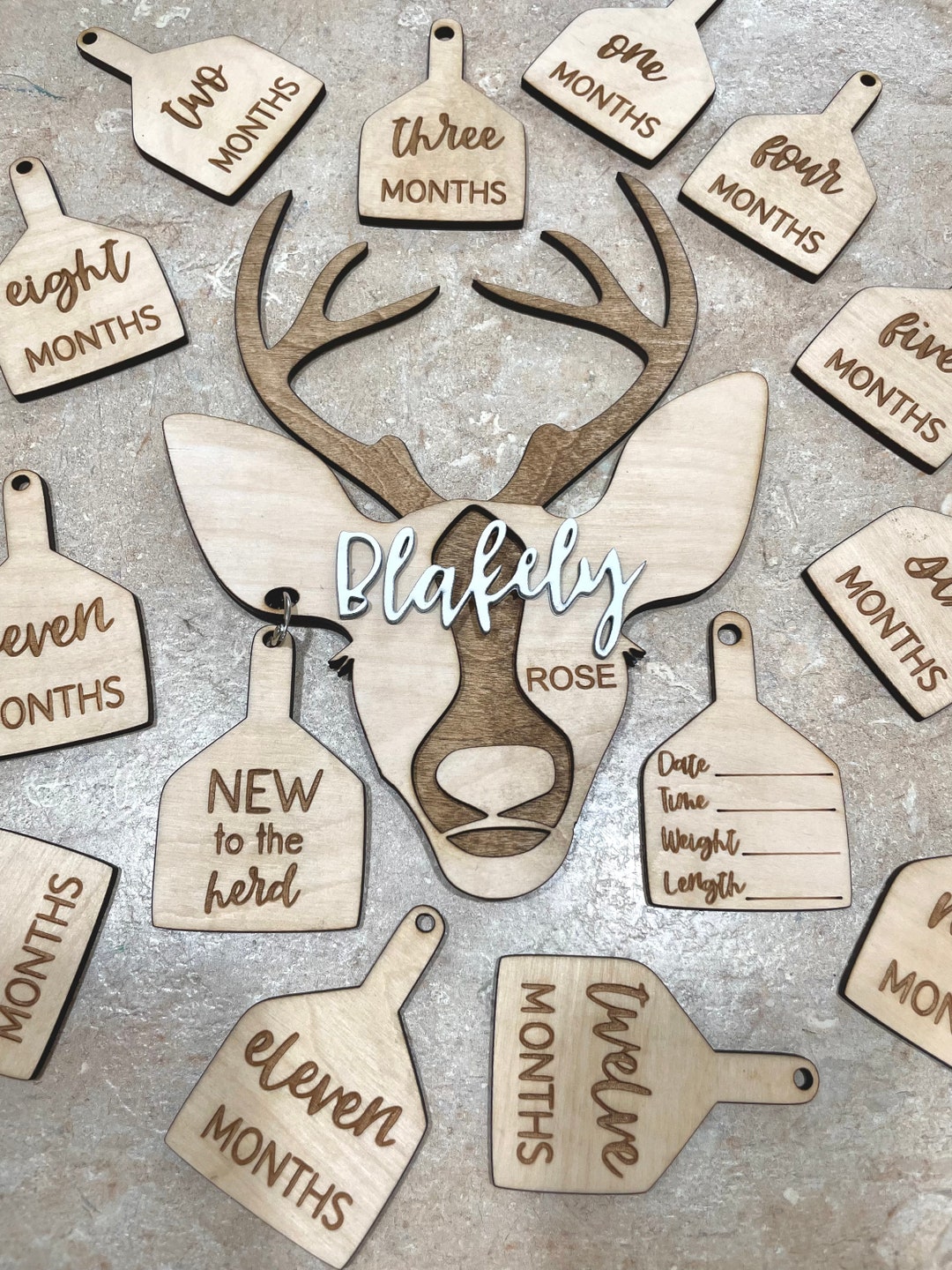 Deer Baby Milestones, Baby Shower Gift, Baby Boy, Birth Announcement ...
