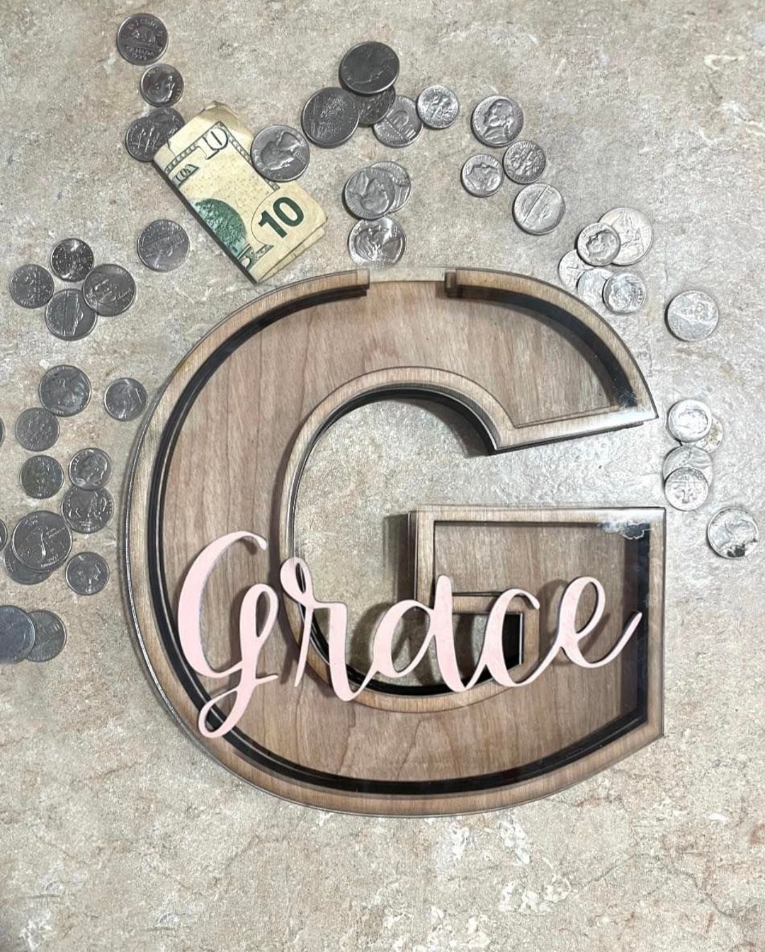 Personalized Piggy Bank, Letter Piggy Bank, Baby Shower Gift, Kids ...