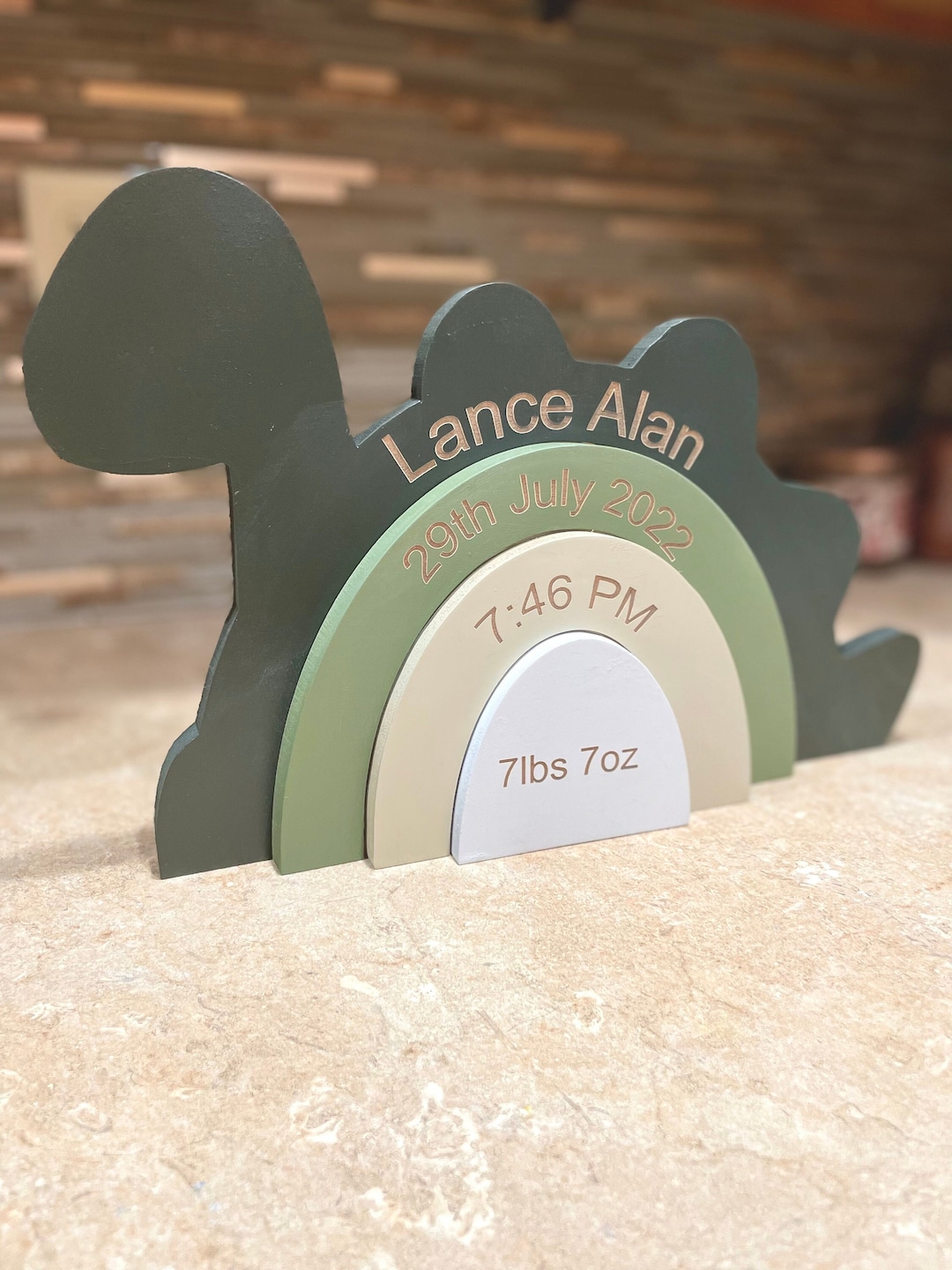 Dinosaur Stackable Rainbow, Personalized, Dinosaur Nursery Decor, Birth ...