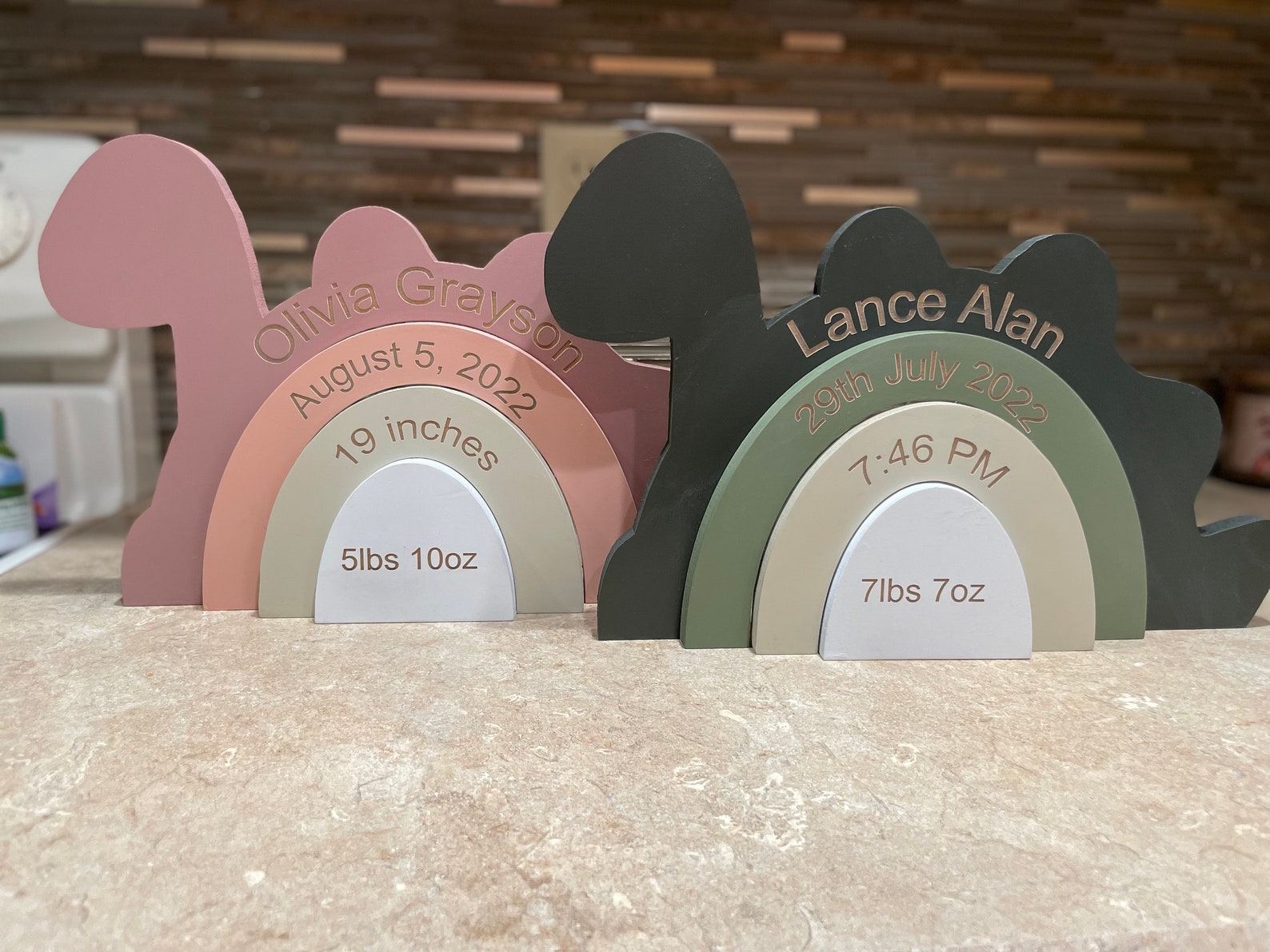 Dinosaur Stackable Rainbow Personalized Dinosaur Nursery - Etsy