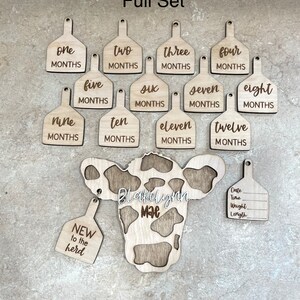 Cow Tag Baby Milestones, Baby Shower Gift, Baby Boy, Birth Announcement ...