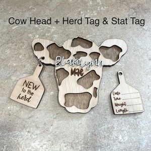 Cow Tag Baby Milestones, Baby Shower Gift, Baby Boy, Birth Announcement ...