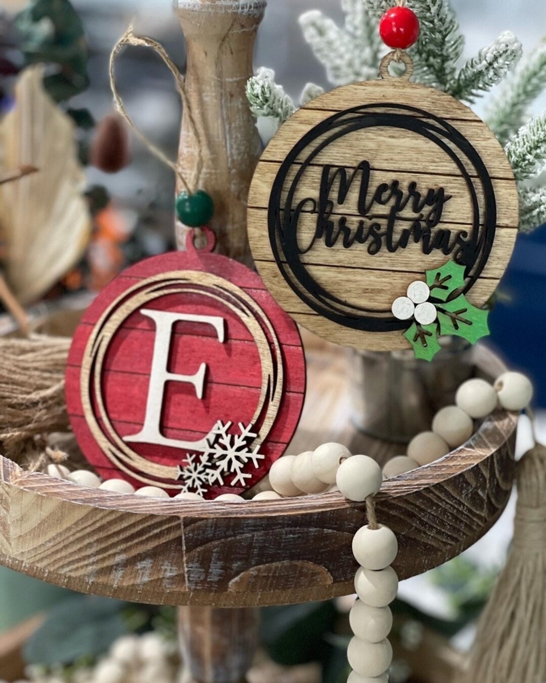 Personalized Initial Christmas Ornament Farmhouse Personalized Ornament ...