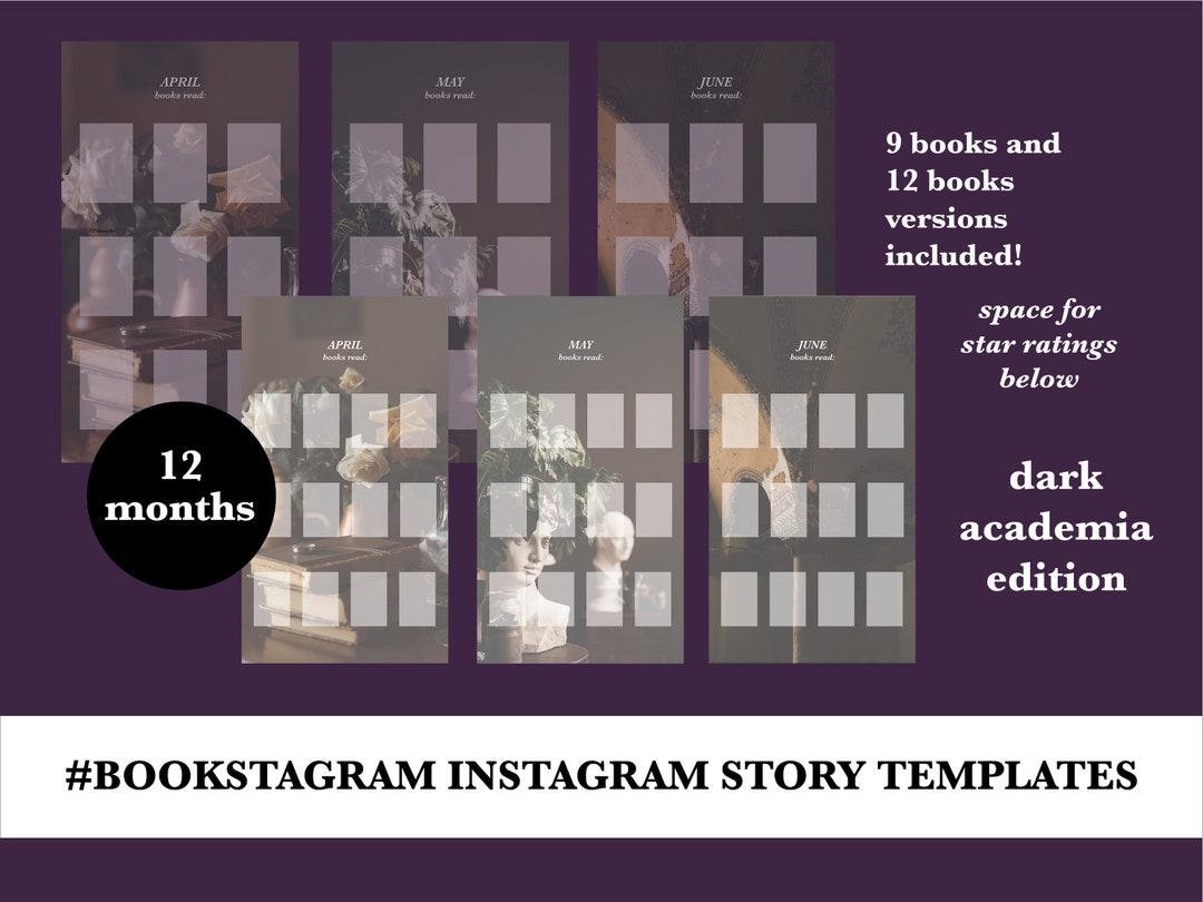 Bookstagram Monthly Reading Log Dark Academia Template Instagram ...