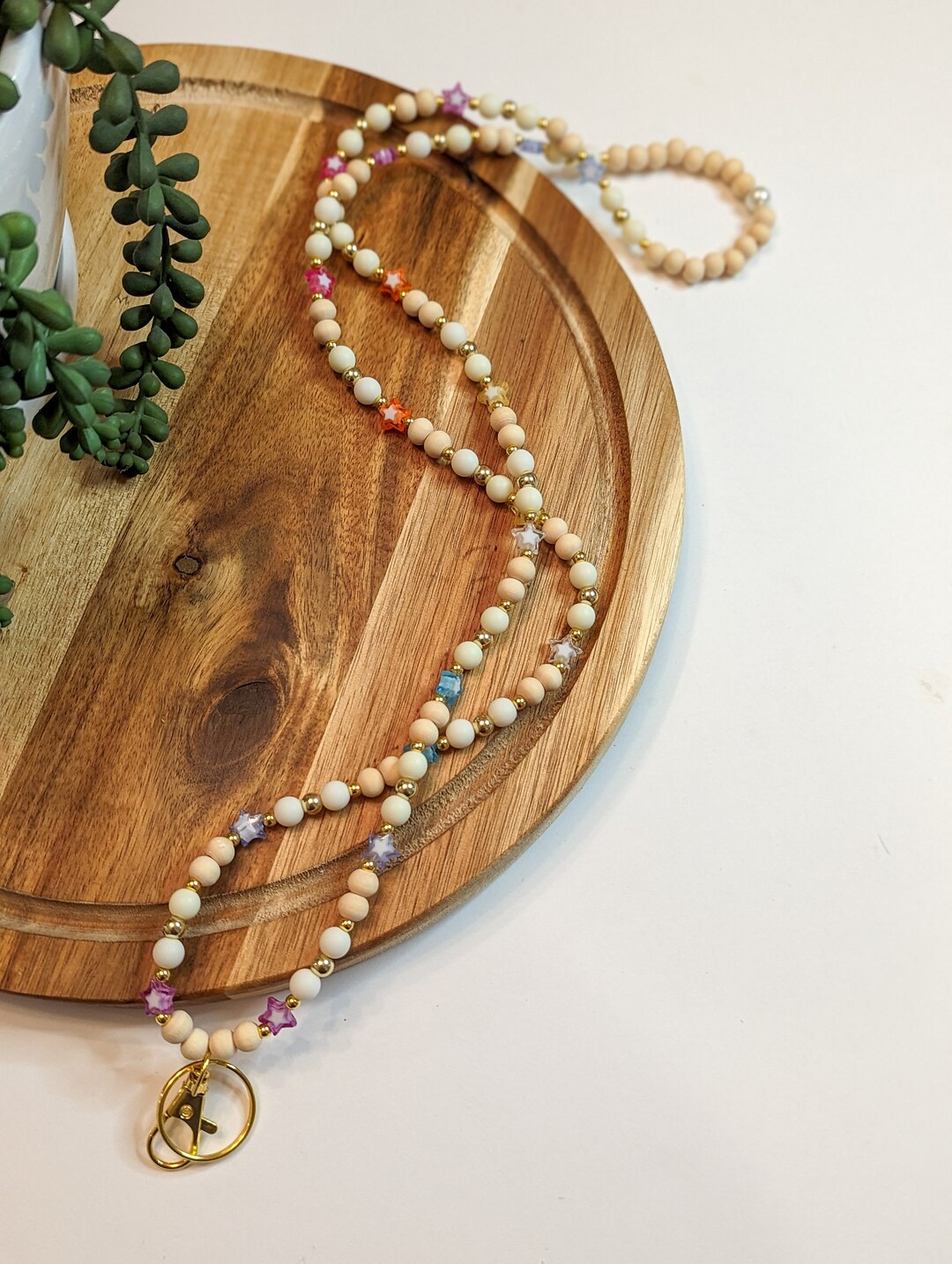 Colorful Star Lanyard, Beaded Star Teacher Lanyard, Colorful Rainbow ...