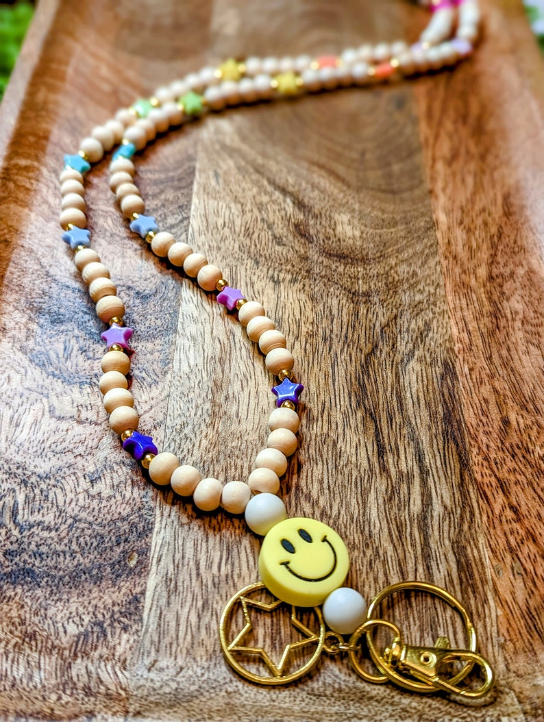 Smiley Star Lanyard Rainbow Star Teacher Lanyard Colorful - Etsy