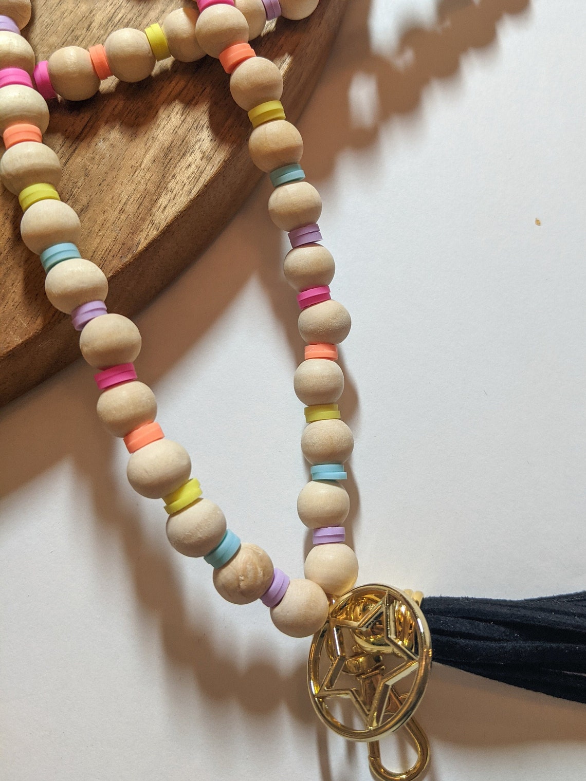 Beaded Teacher Lanyard - Rainbow Neon Lanyard - Colorful Teacher ...