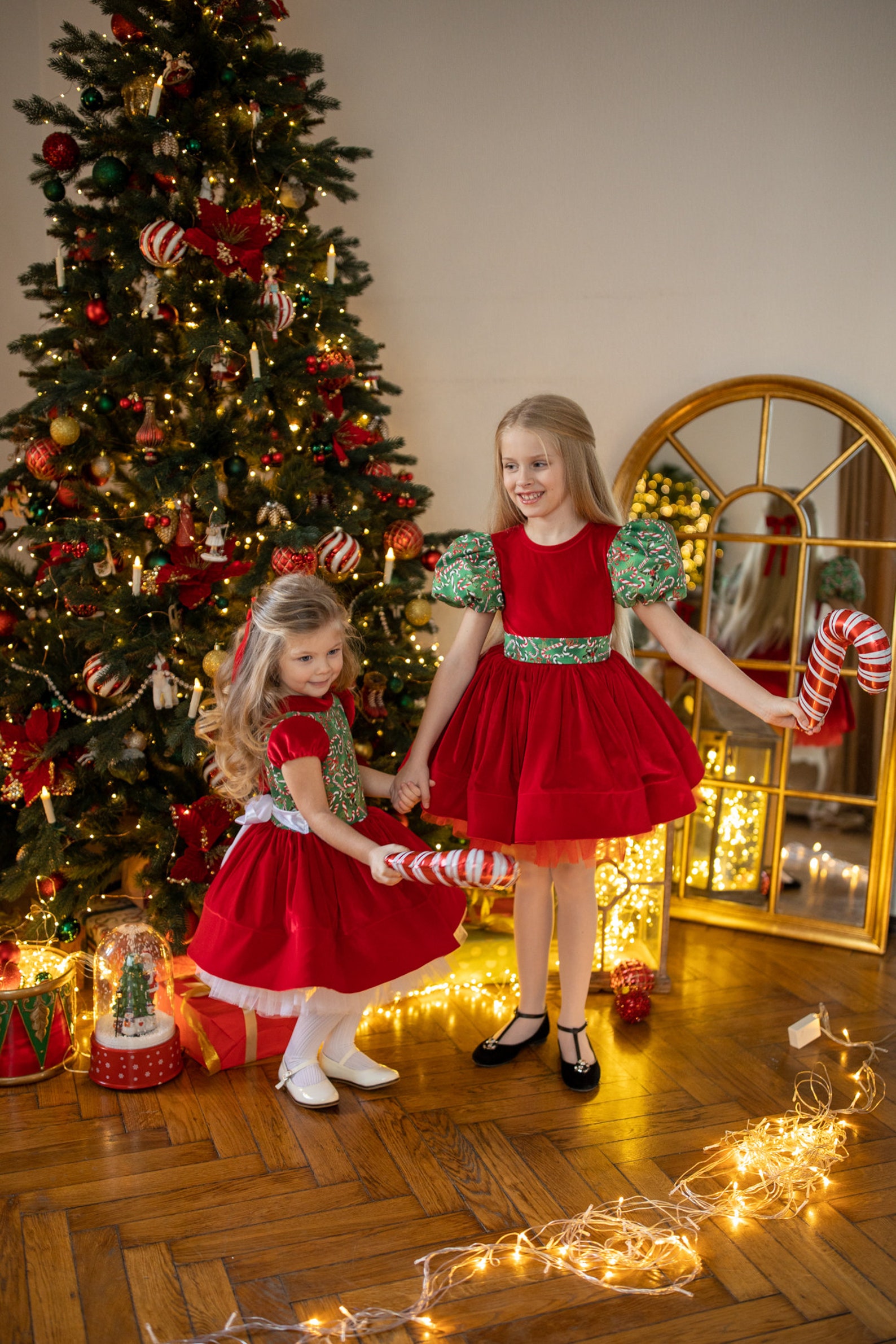 Red and Green Girl Christmas Dress, Christmas Toddler Outfit, Holiday ...