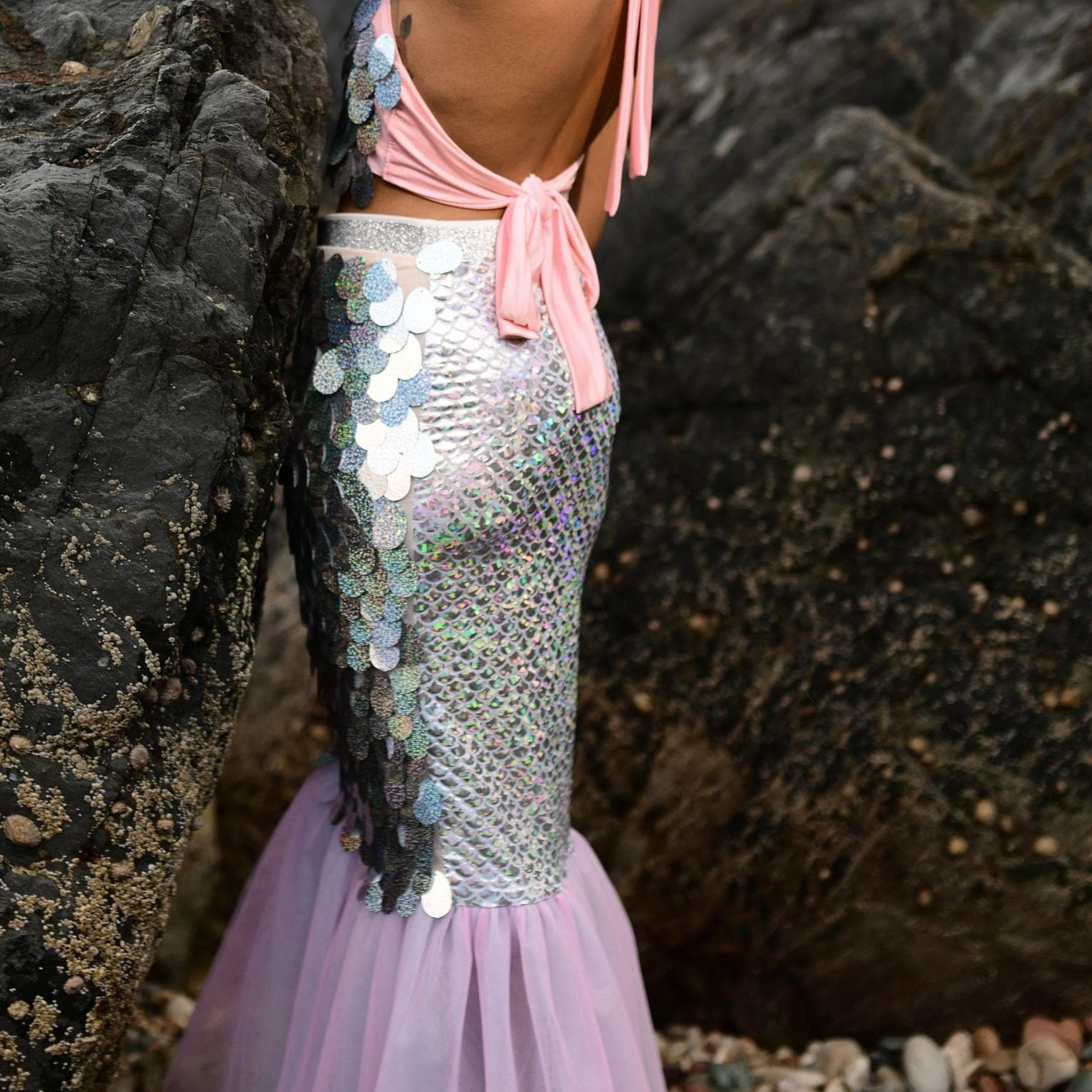 Shimmering Silver Mermaid Tail Costume Adult | Sparkly Ocean Theme ...