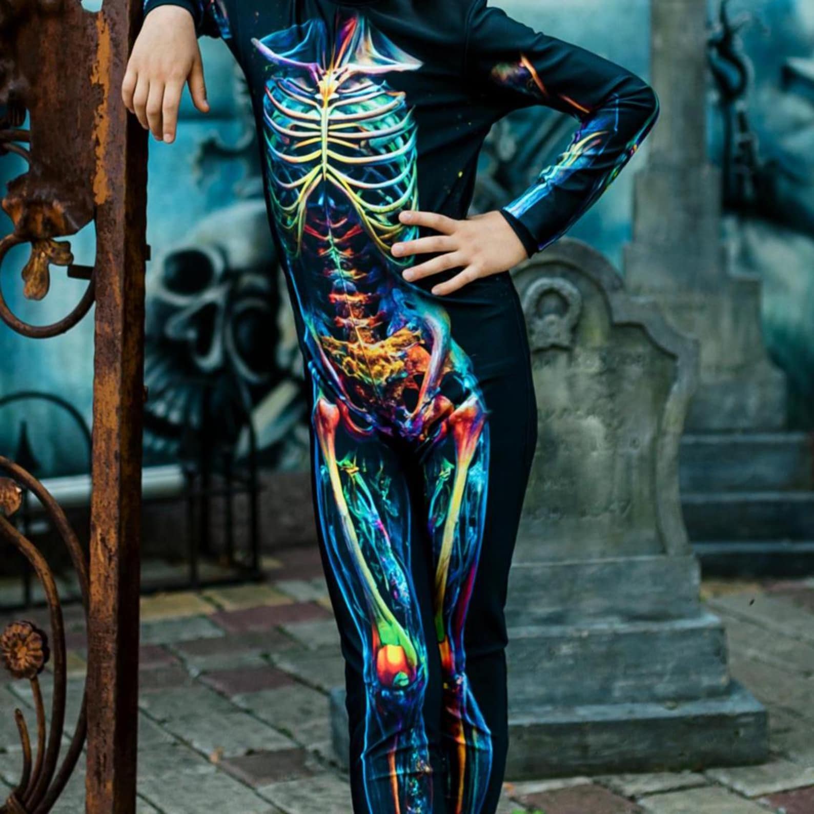 Rainbow Mystical Skeleton and Muscle Halloween Costume for Boys, Spooky ...