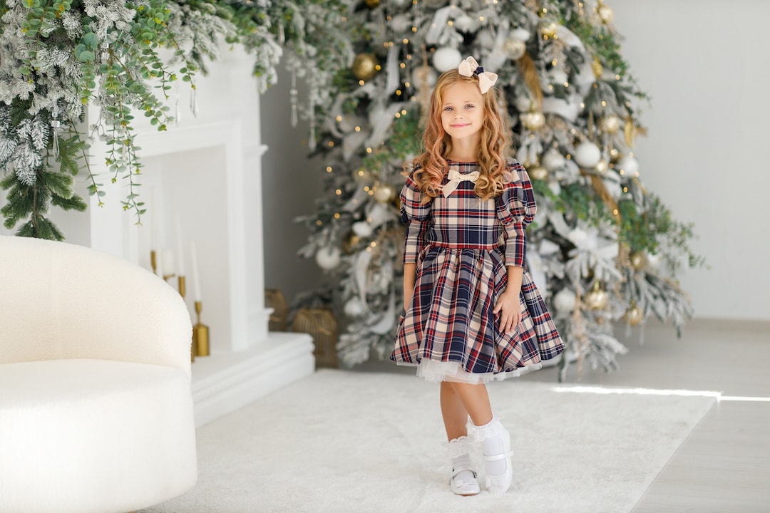 Christmas Plaid Dress for Girls - Party Dress - Festive Tartan With ...