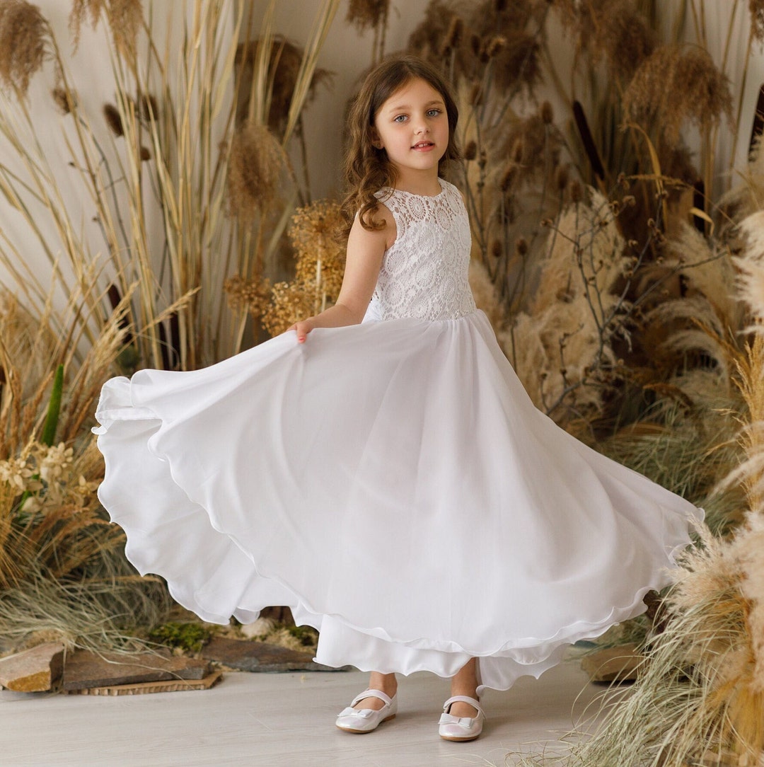 Bohemian Lace Dress, Beach Flower Girl Dress, Rustic Maxi Dress for ...