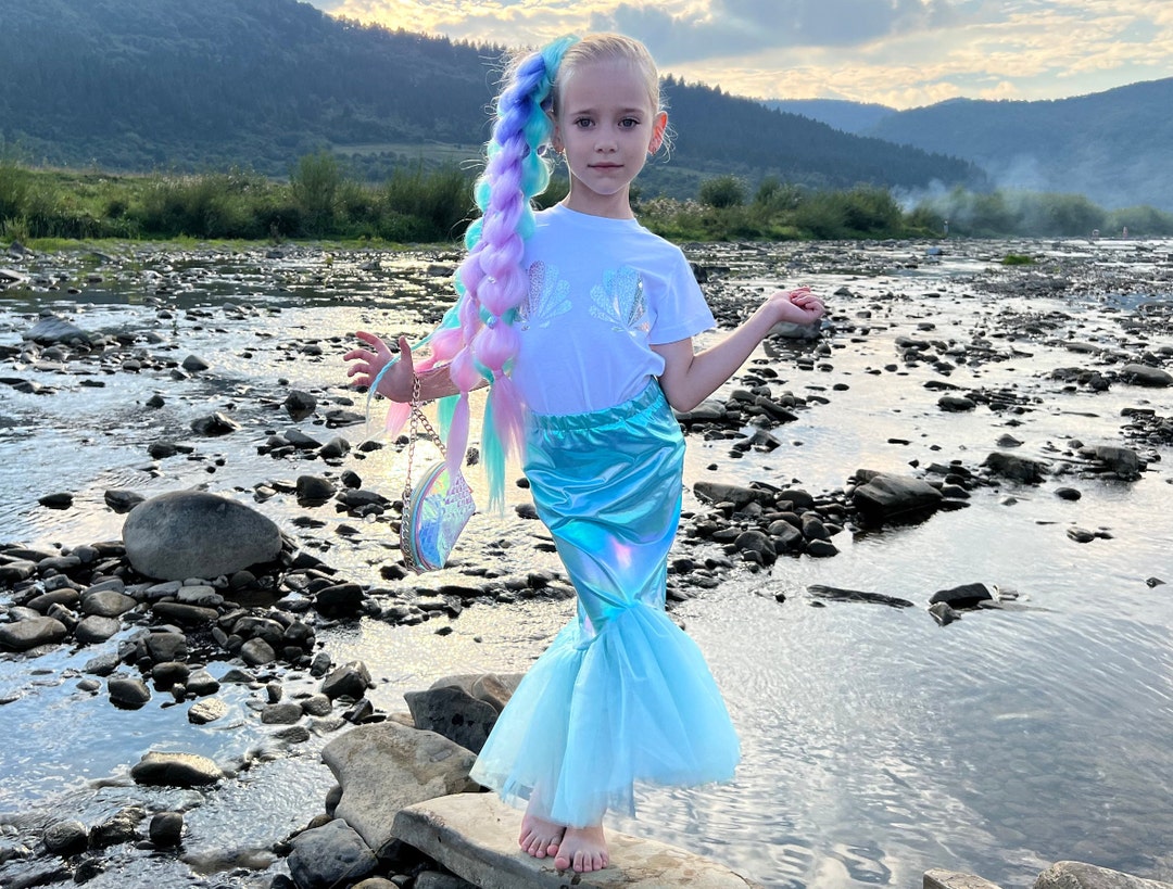 Magical Mint Mermaid Costume for Kids: Fish Tail Skirt With Sequins ...