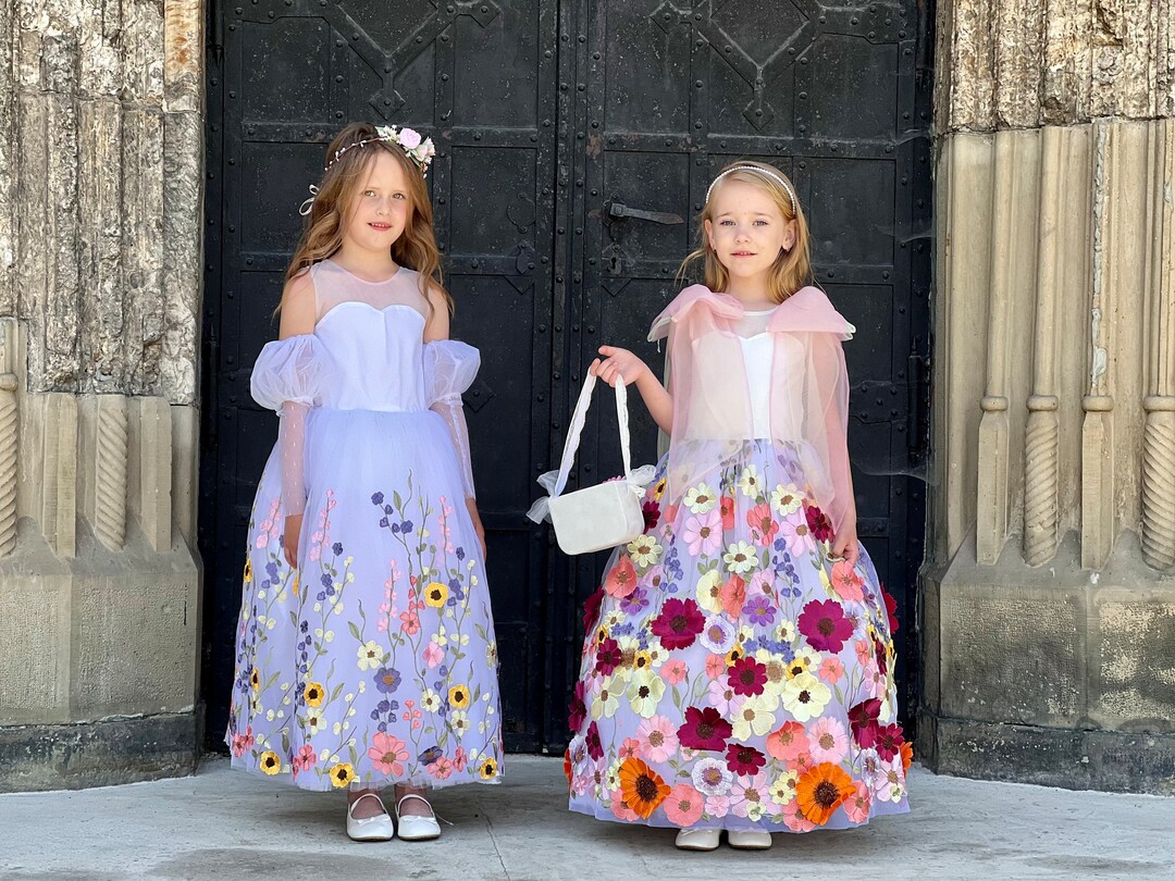 Flower Embroidery Tulle Dress for Flower Girl, Spring Dress for Girls ...