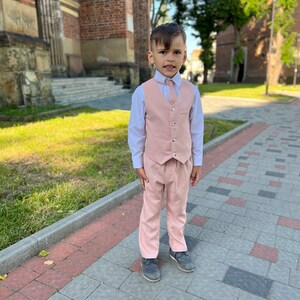 Blush Pink Boys Linen Suit - A Timeless Elegance for Your Little ...