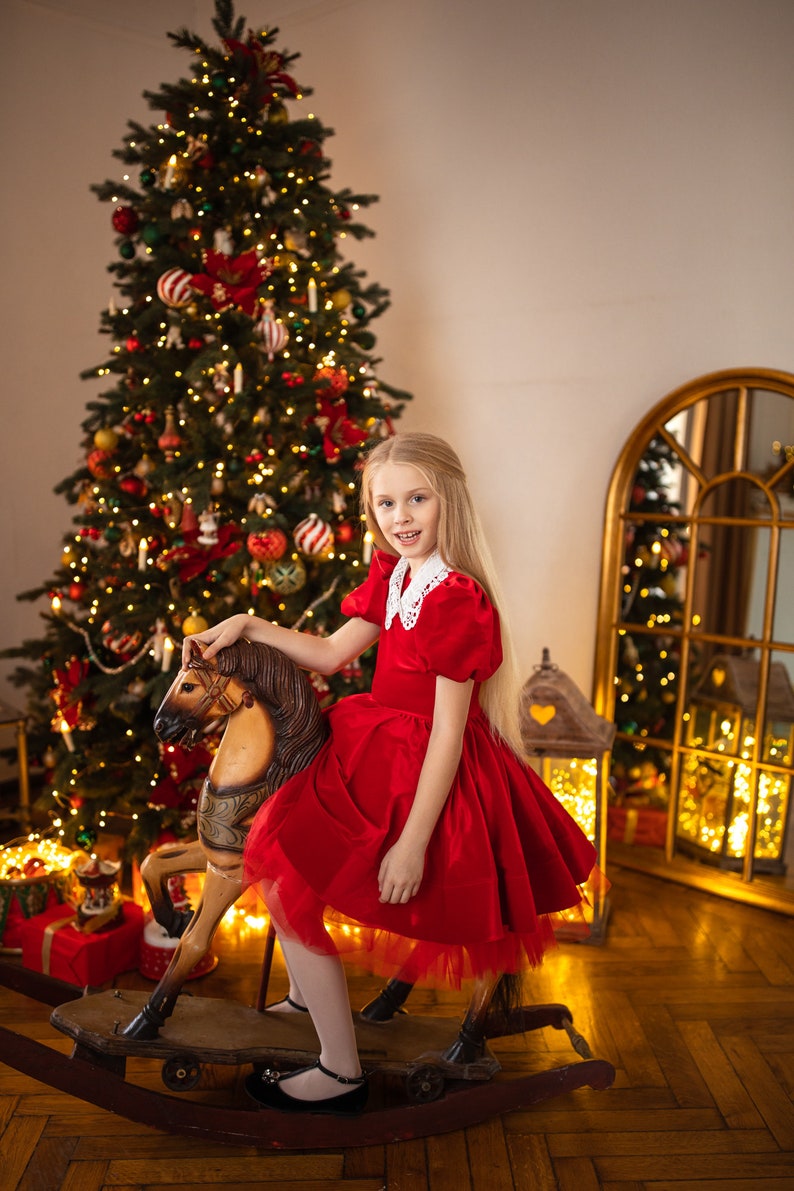 Red Baby Girl Dress With Collar Baby Girl Christmas Dresses - Etsy