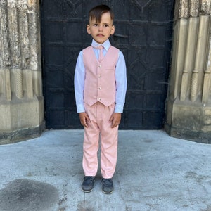 Blush Pink Boys Linen Suit - A Timeless Elegance for Your Little ...