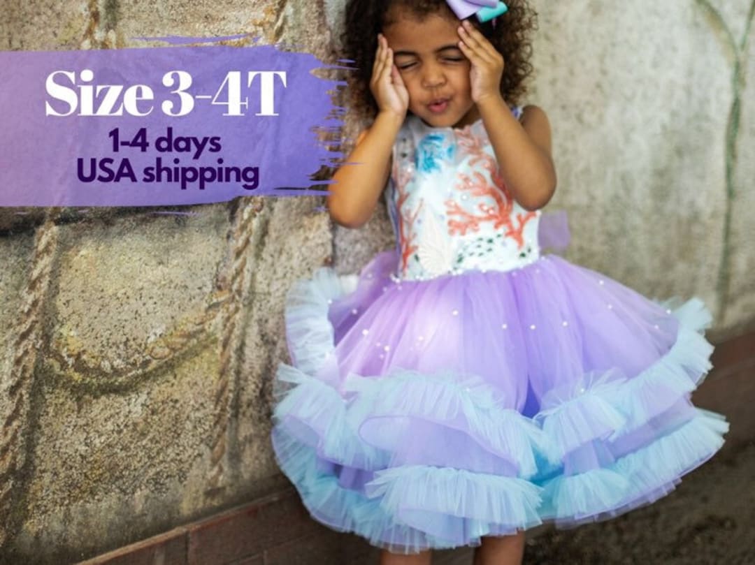 Sea Princess Dress, Mermaid Ruffle Tutu, Flower Girl Birthday Gown ...