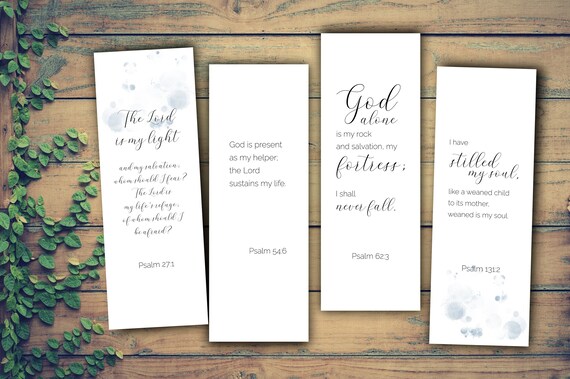 Printable Christian Watercolor Bookmarks With Bible Psalms - Etsy