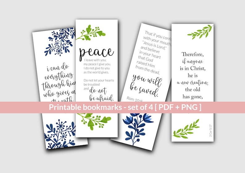 Signets imprimables (versets bibliques) - ensemble de 4 | pdf + png ...
