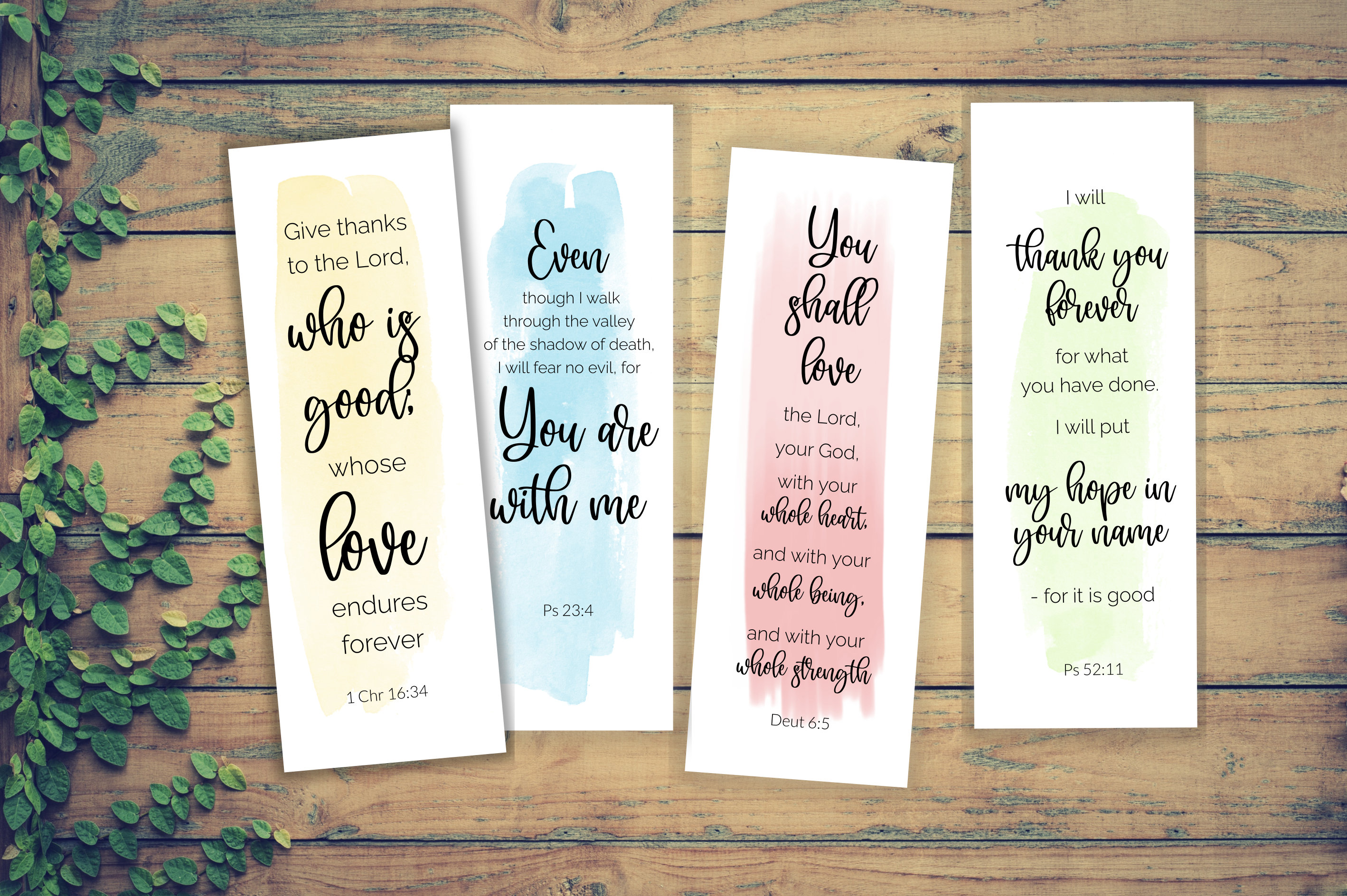 Printable Christian Watercolor Bookmarks With Bible Verses - Set of 4 ...