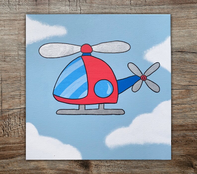 Helicopter Painting / Helicopter Wall Art / Hand Painted / Vehicle ...