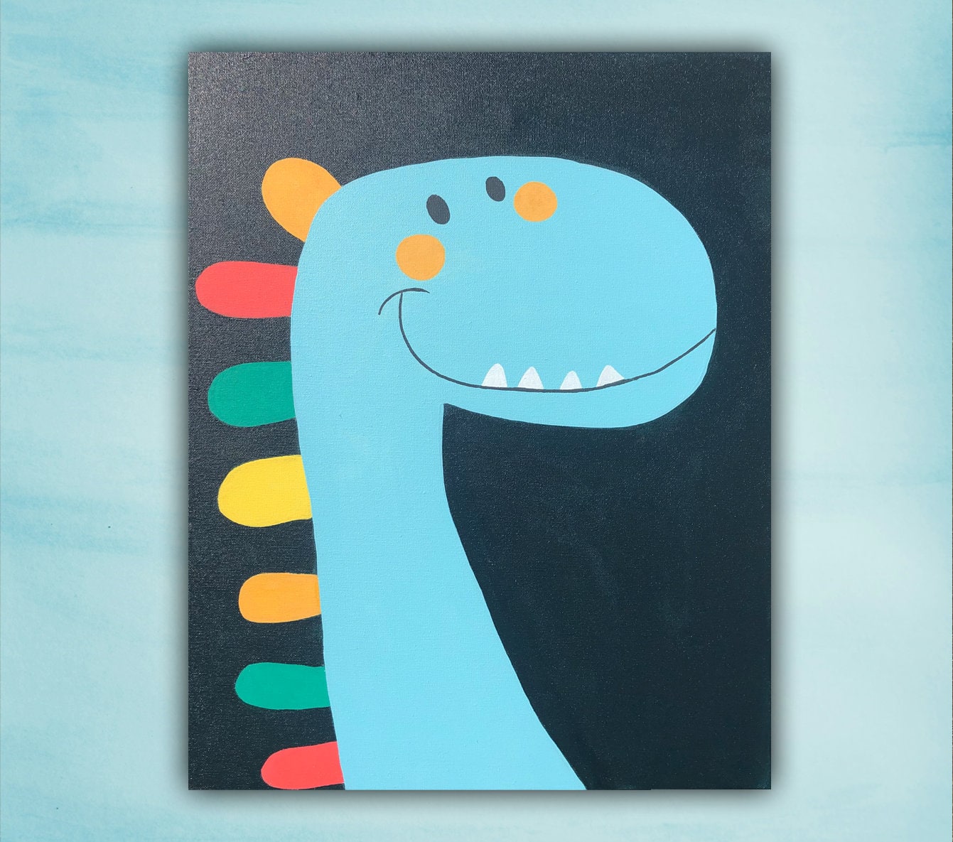 Personalized T-rex Painting: Colorful Dinosaur Nursery Art - Etsy