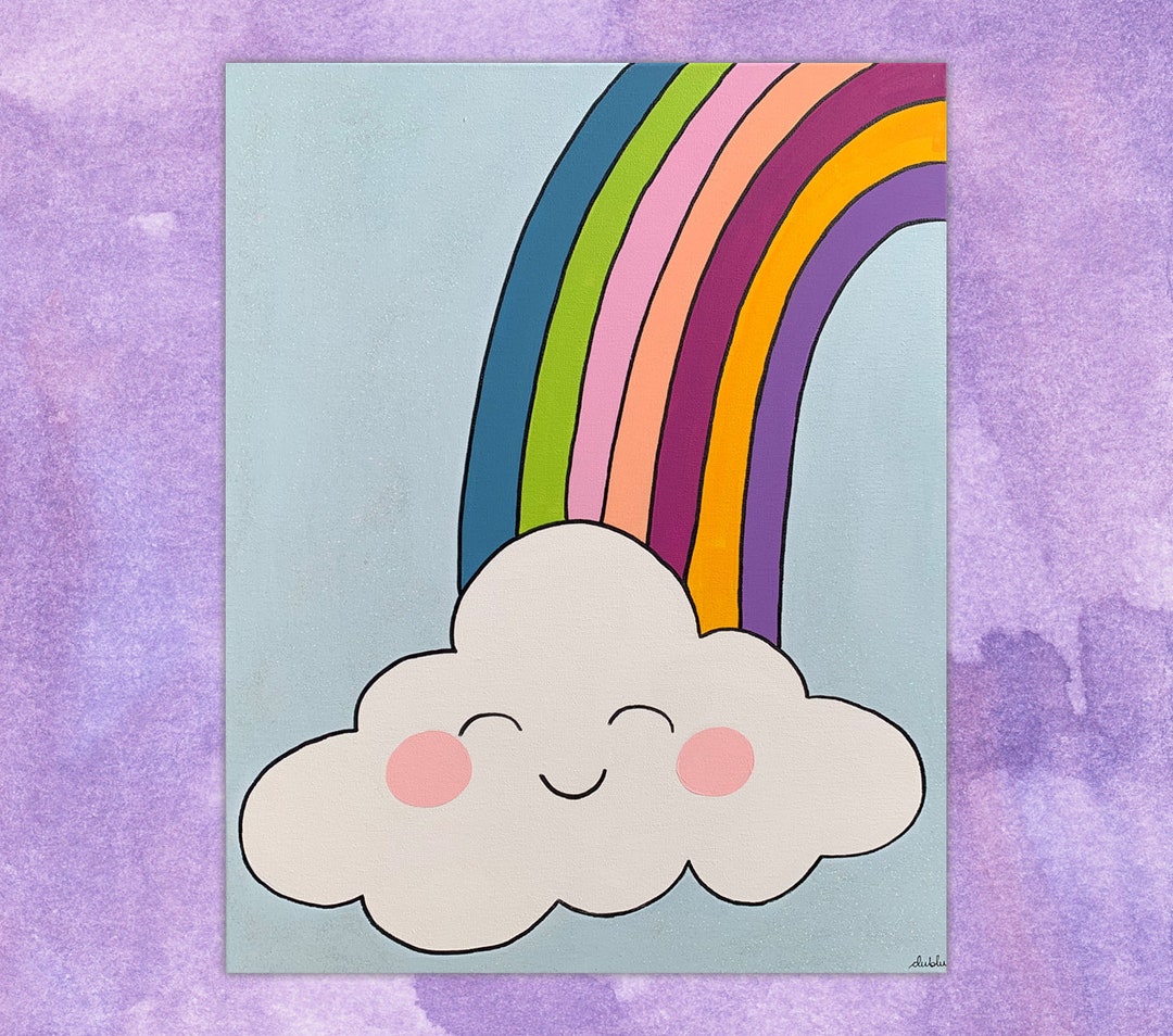 Rainbow Cloud Painting / Cloud Wall Art / Hand Painted / Rainbow ...