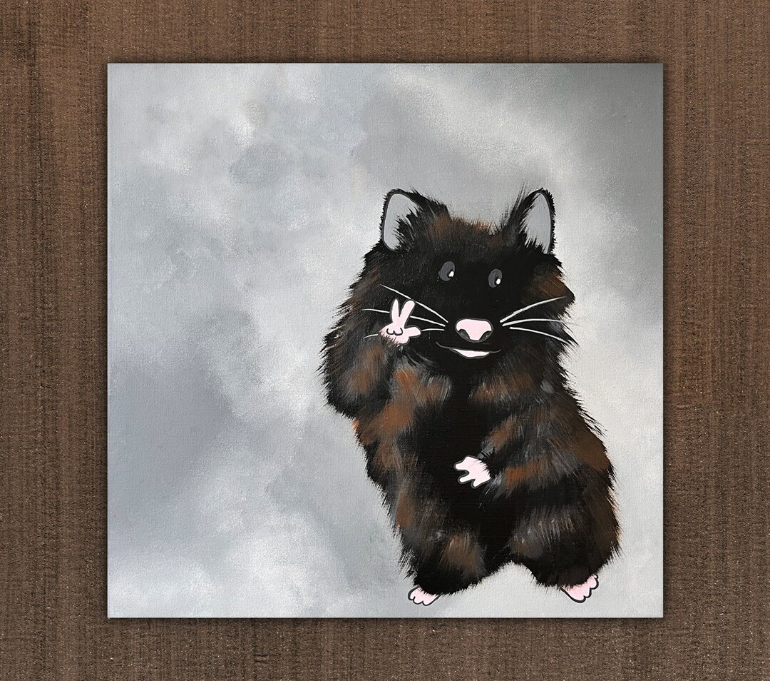 Hamster Painting / Pet Hamster Wall Art / Hand Painted / Black Hamster ...