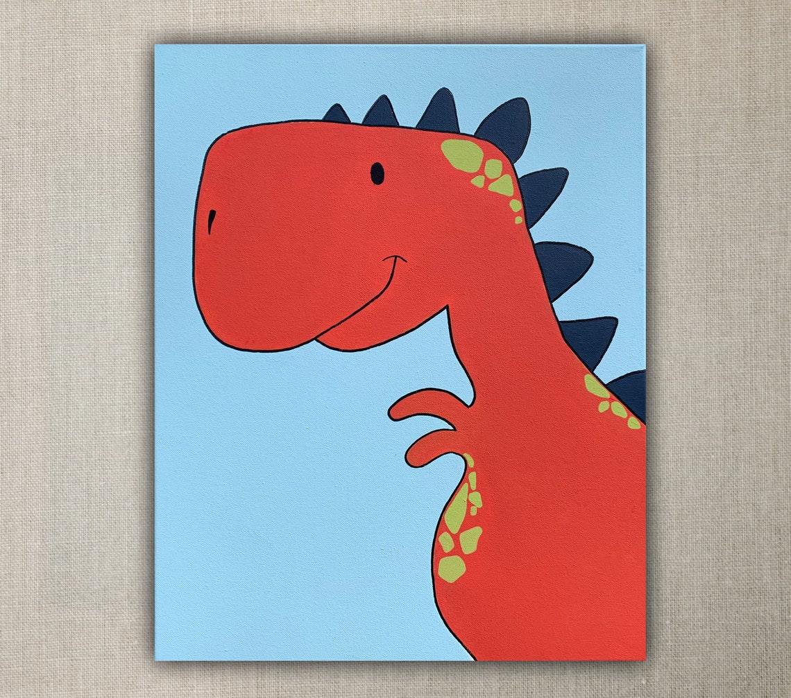Dinosaur Wall Art / T-rex Painting / Dinosaur Theme / Kids Painting ...