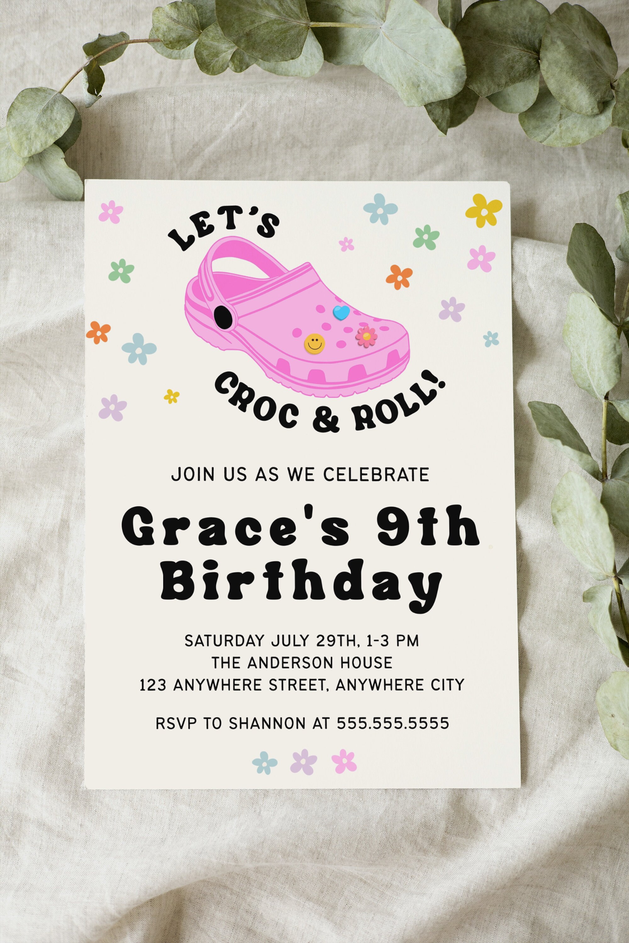 Croc Party Invitation Let's Croc & Roll Croc Sandals Gift Croc Lover ...