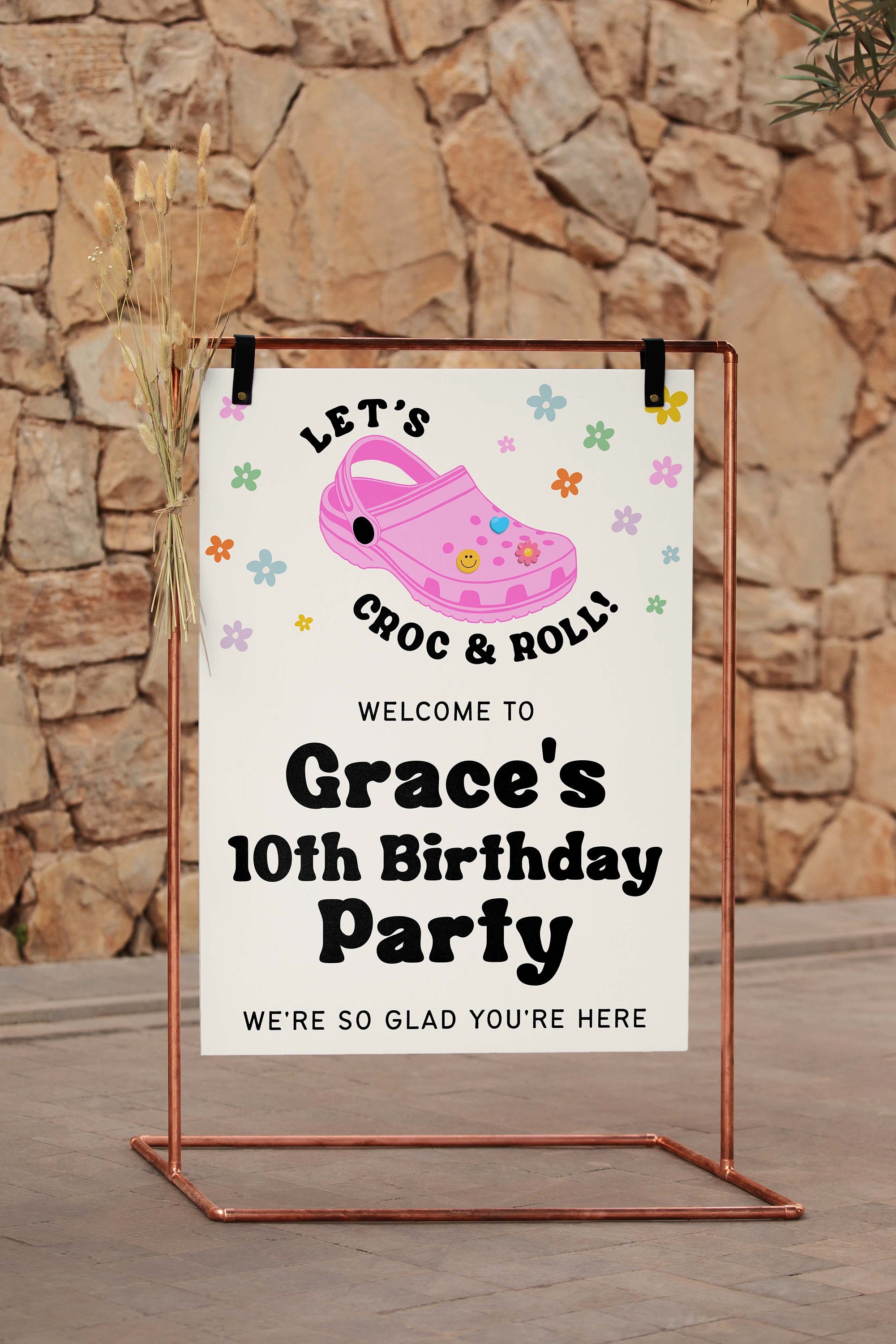 Croc Party Welcome Sign Let's Croc & Roll Croc Birthday Party Custom ...