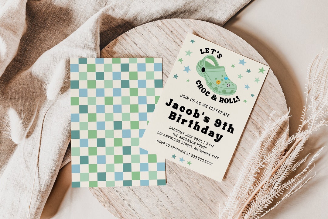 Croc Party Invitation Let's Croc & Roll Croc Sandals - Etsy