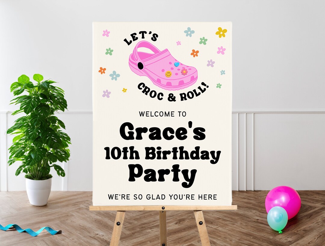 Croc Party Welcome Sign Let's Croc & Roll Croc Birthday Party Custom ...