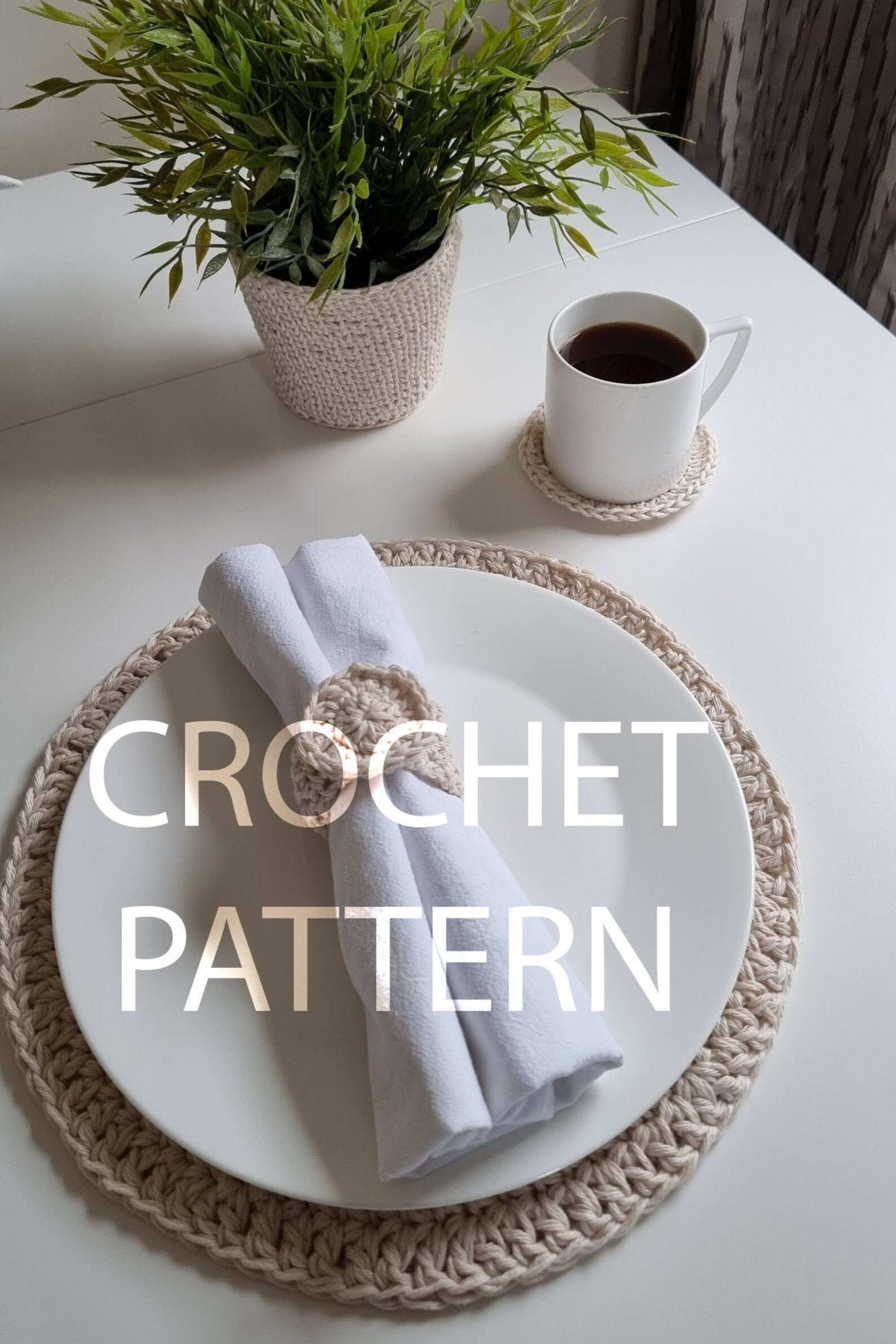 Cotton Placemat / Charger Plate & Cotton Coaster Crochet Pattern - Etsy
