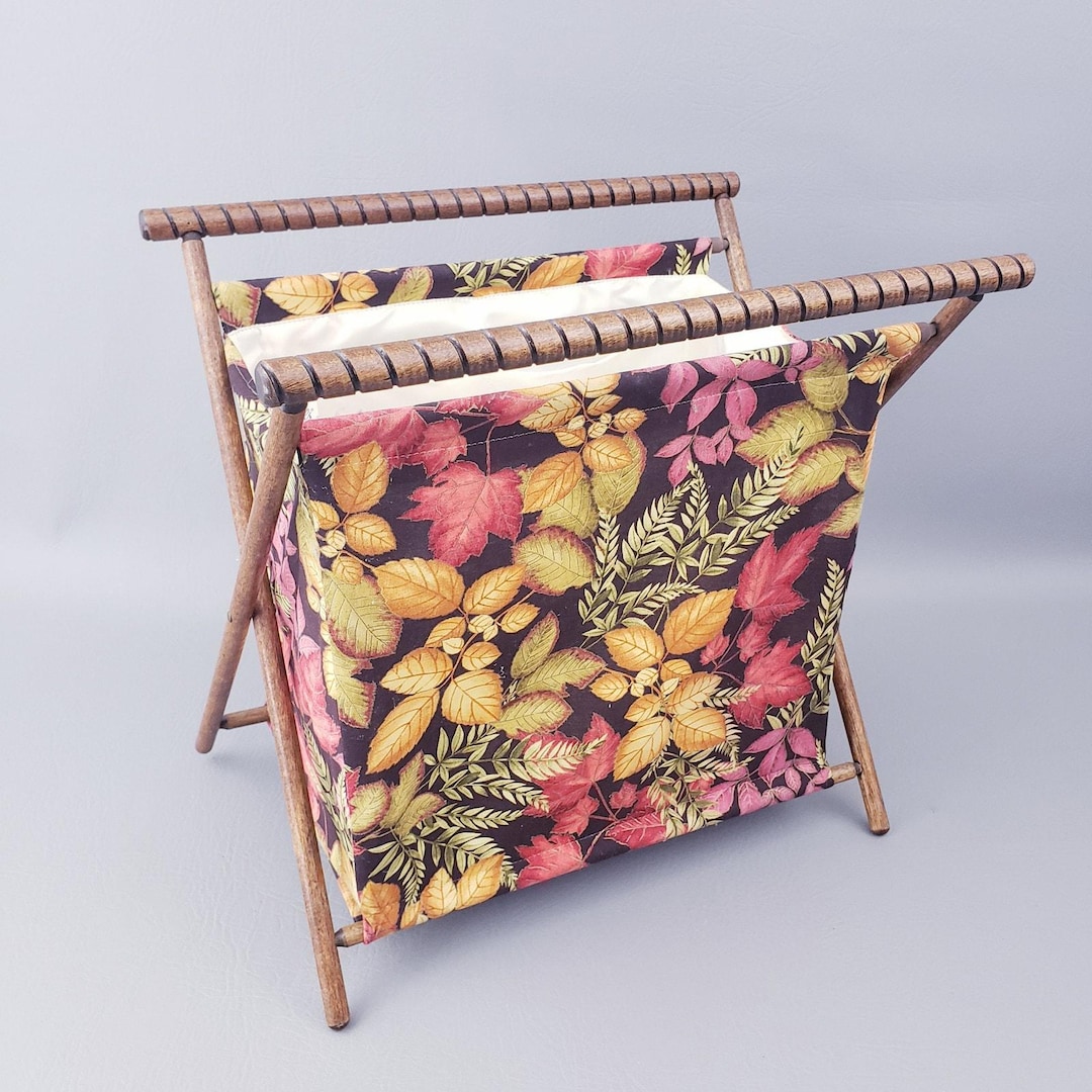 Fold up Knitting Basket, Crochet, Sewing Basket/tote, Collapsible, Wood ...