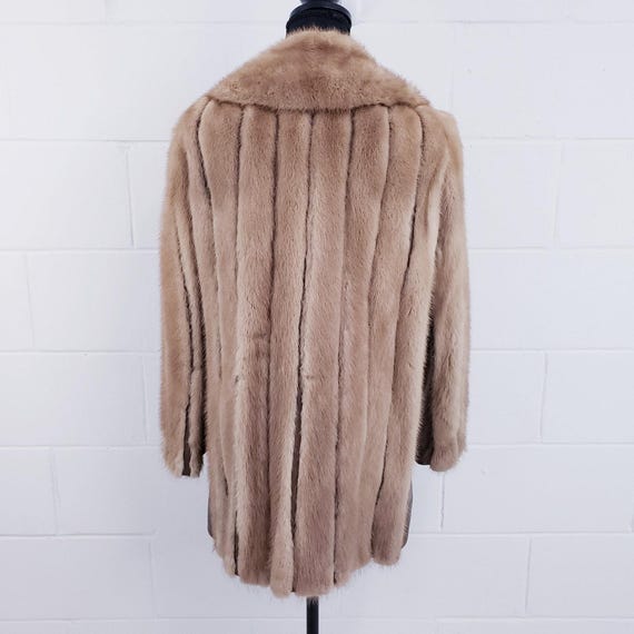 Vintage 1960s Mink Fur Coat with Leather Trim Mid-Len… - Gem