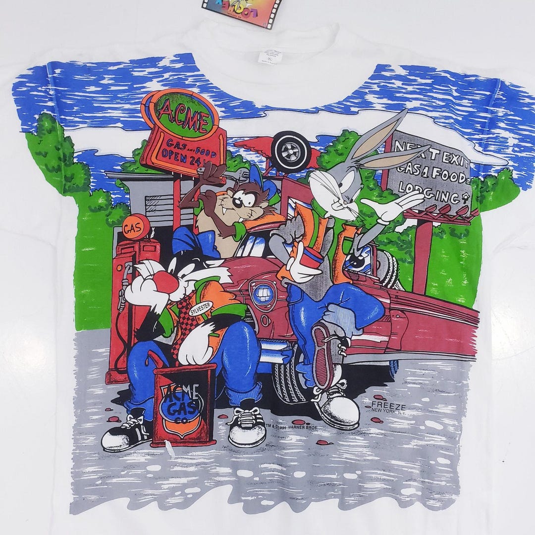 Vintage 1994 Looney Tunes Acme Gas Station T-shirt - Etsy