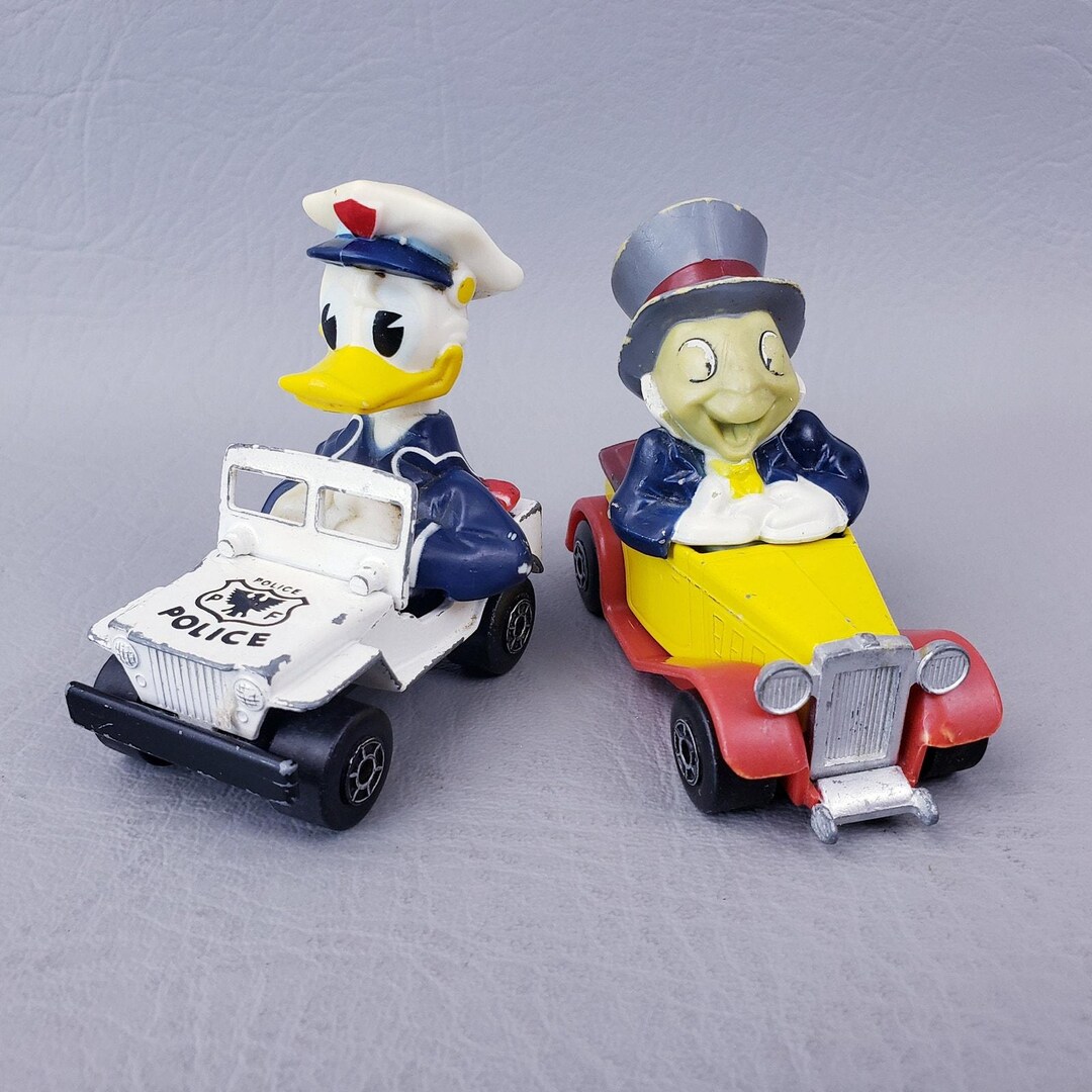 1979 Vintage Matchbox Disney Donald Duck Police Jeep & Jiminy Cricket ...