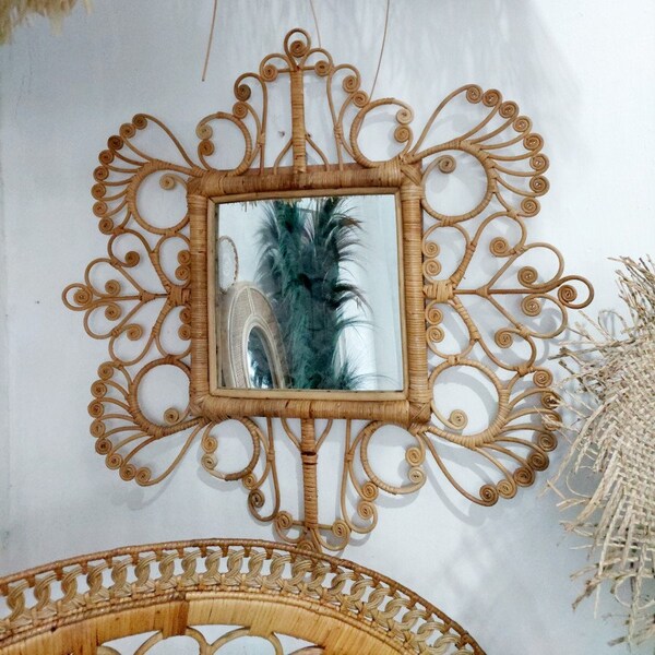 Rattan Mirror - Etsy