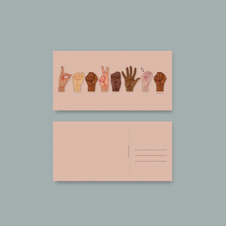 Postcard Sign Language thank You - Etsy