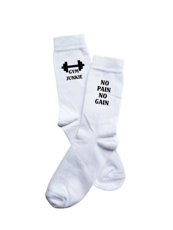 Gym Junkie Socks - No Pain No Gain Socks - Novelty Gym Socks - Gym ...
